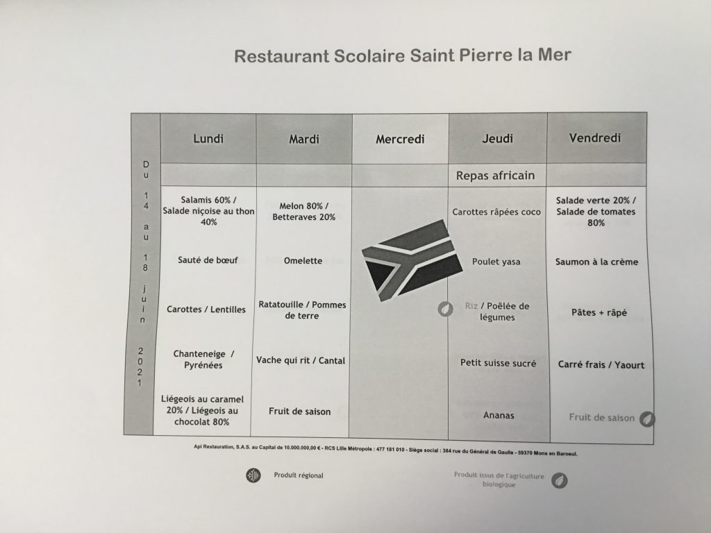 Menus cantine self collège du 03 mai au 25 juin 2021. - Ensemble ...