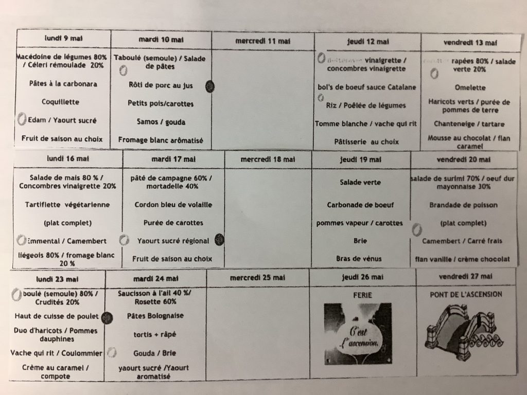 Menus self collège du lundi 09 mai au vendredi 24 juin 2022. - Ensemble ...