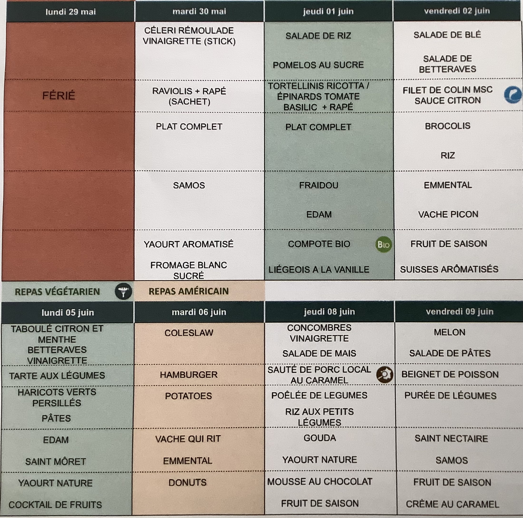 Menus self collège du mardi 09 mai au 23 juin 2023. - Ensemble scolaire ...