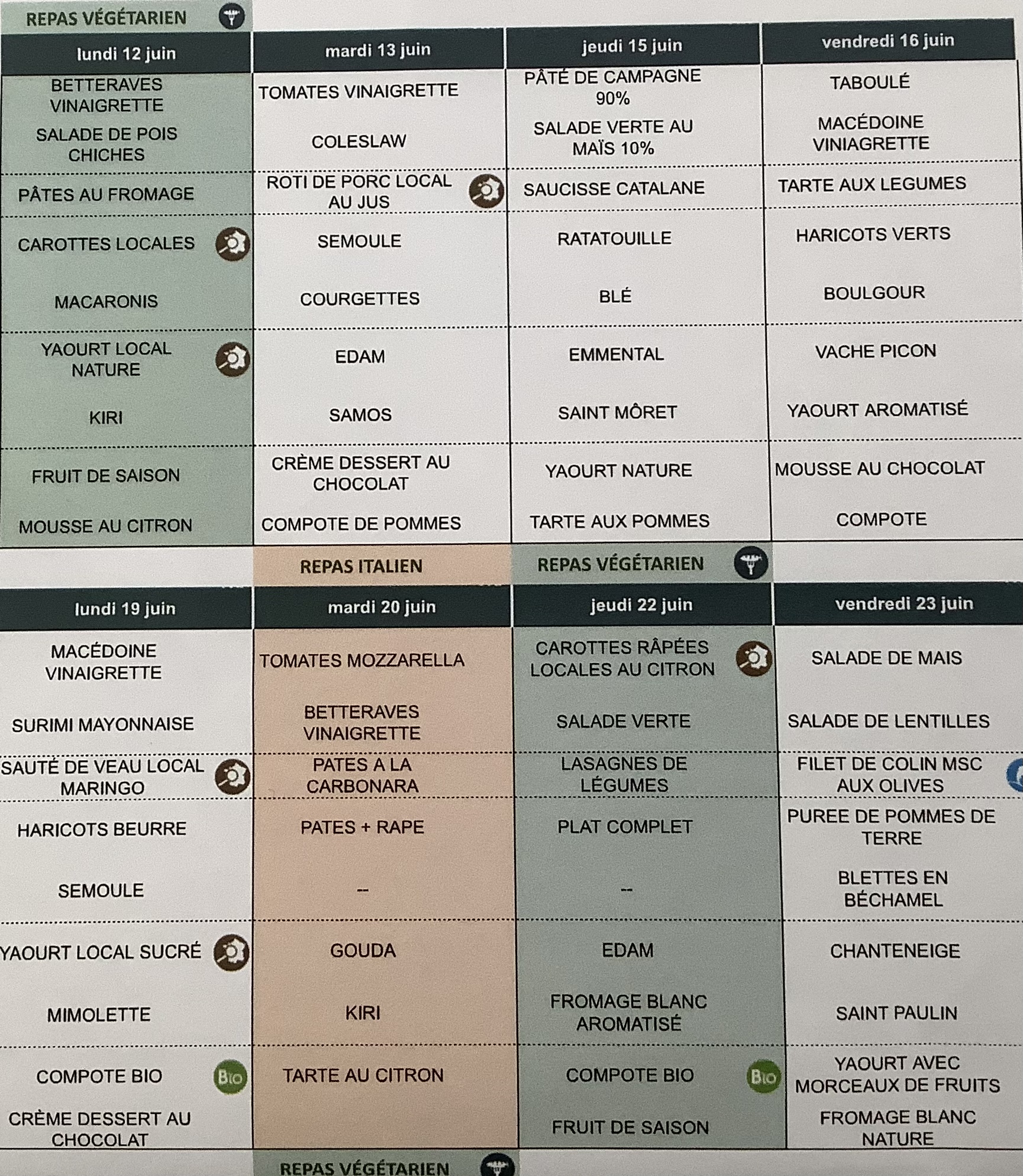 Menus self collège du mardi 09 mai au 23 juin 2023. - Ensemble scolaire ...