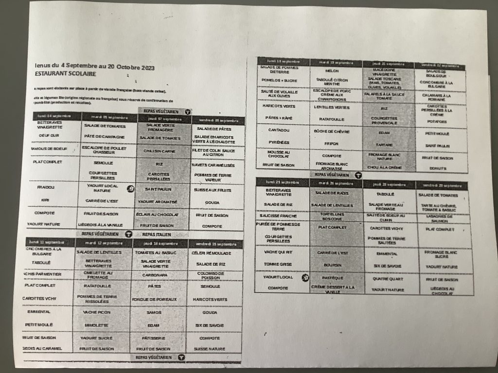 Menus self collège du 04/09 au 20/10/2023. - Ensemble scolaire St ...