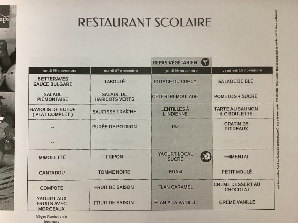 Menus self collège du 06/11 au 22/12. - Ensemble scolaire St Pierre de ...