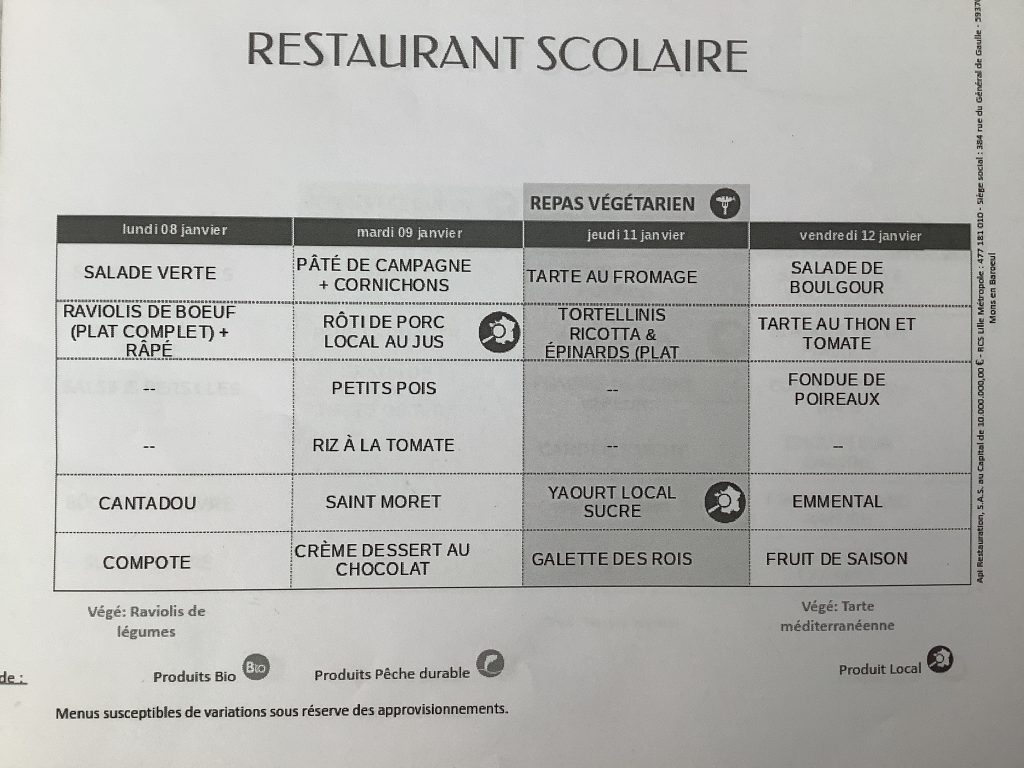 Menus self collège du 08/01/24 au 09/02/24. - Ensemble scolaire St ...